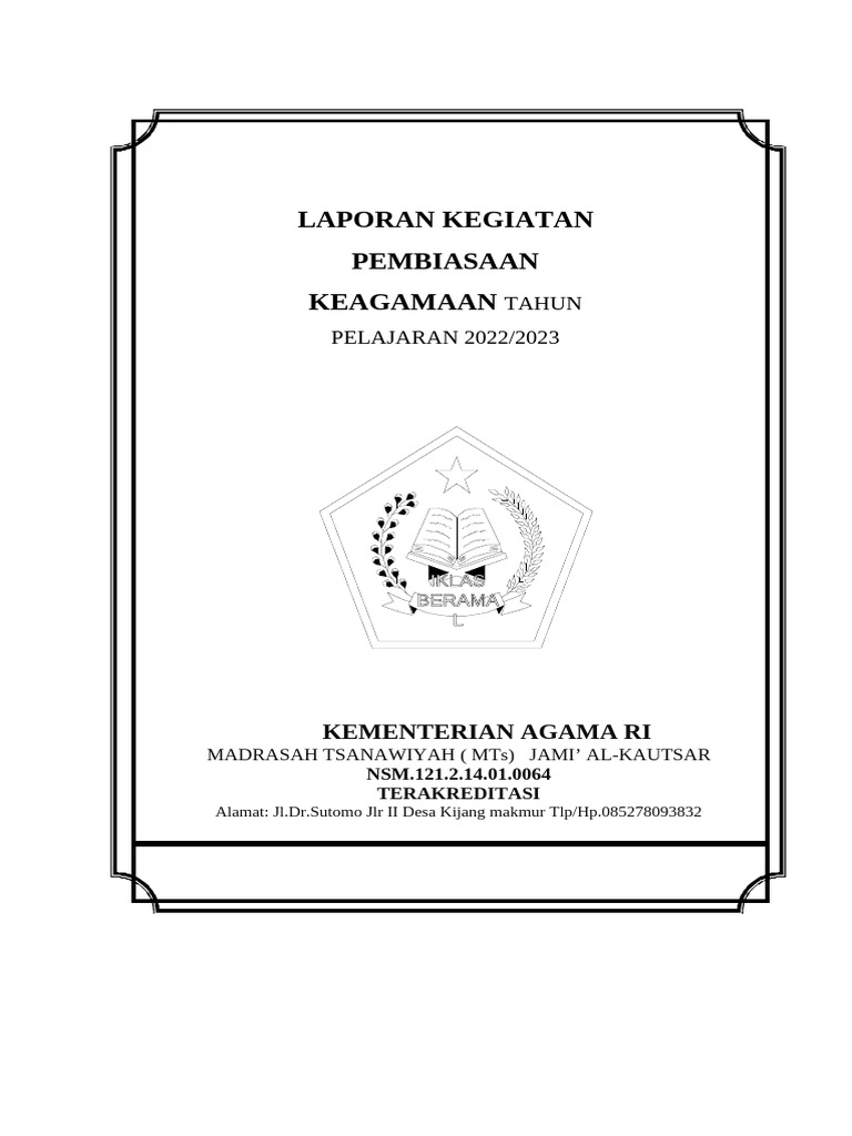 LAPORAN KEGIATAN KEAGAMAAN (AutoRecovered) | PDF