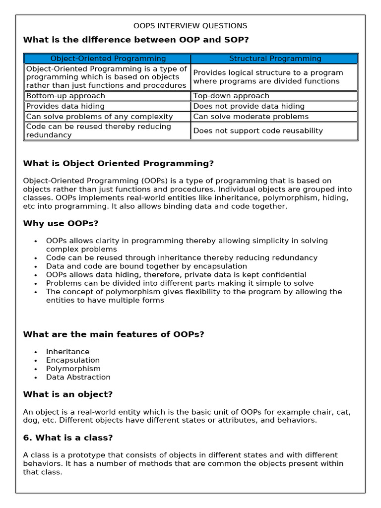 Oops Interview Questions | PDF Oops Interview Questions | PDF