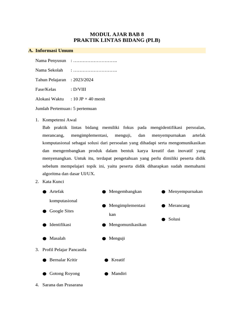 Modul Ajar Bab 8 | PDF