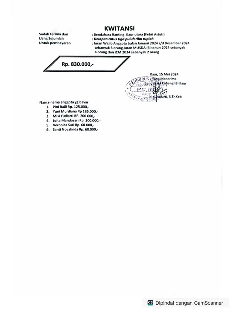 Kwitansi Ranting Kaur Utara 2 | PDF