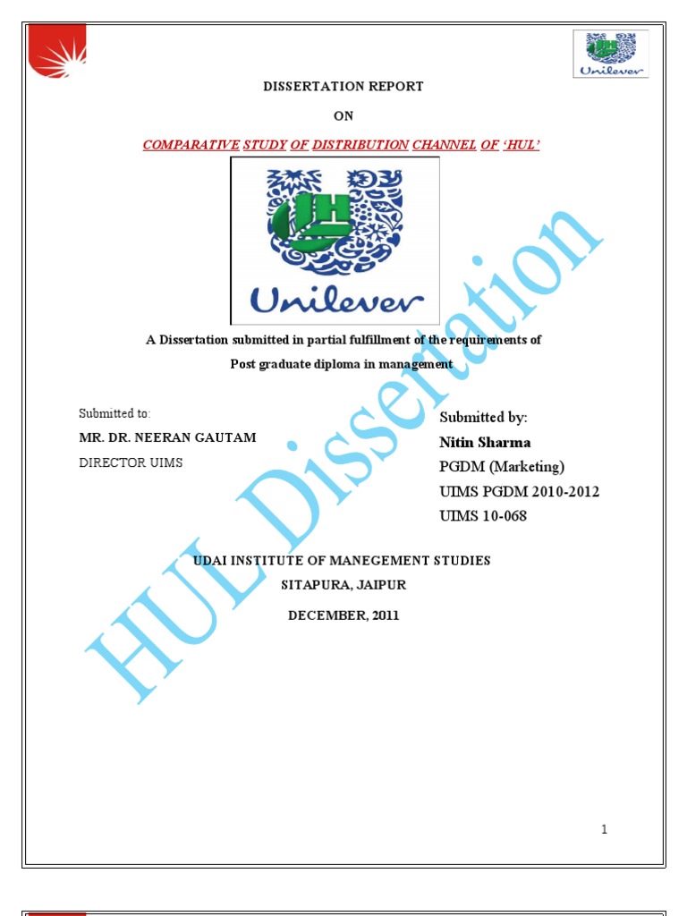 Comparative Study of Distribution Channel of Hul': Dissertation Report ...