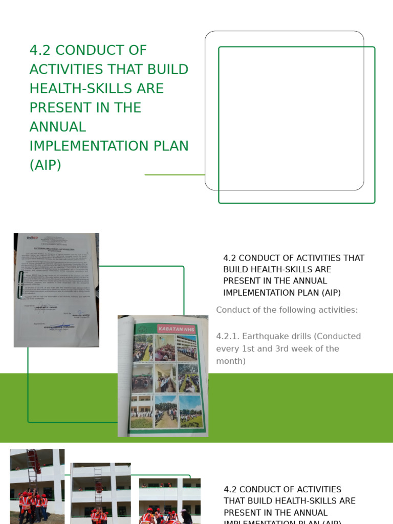 4.2 Conduct of Activities That Build Health-Skills Are Present in The ...