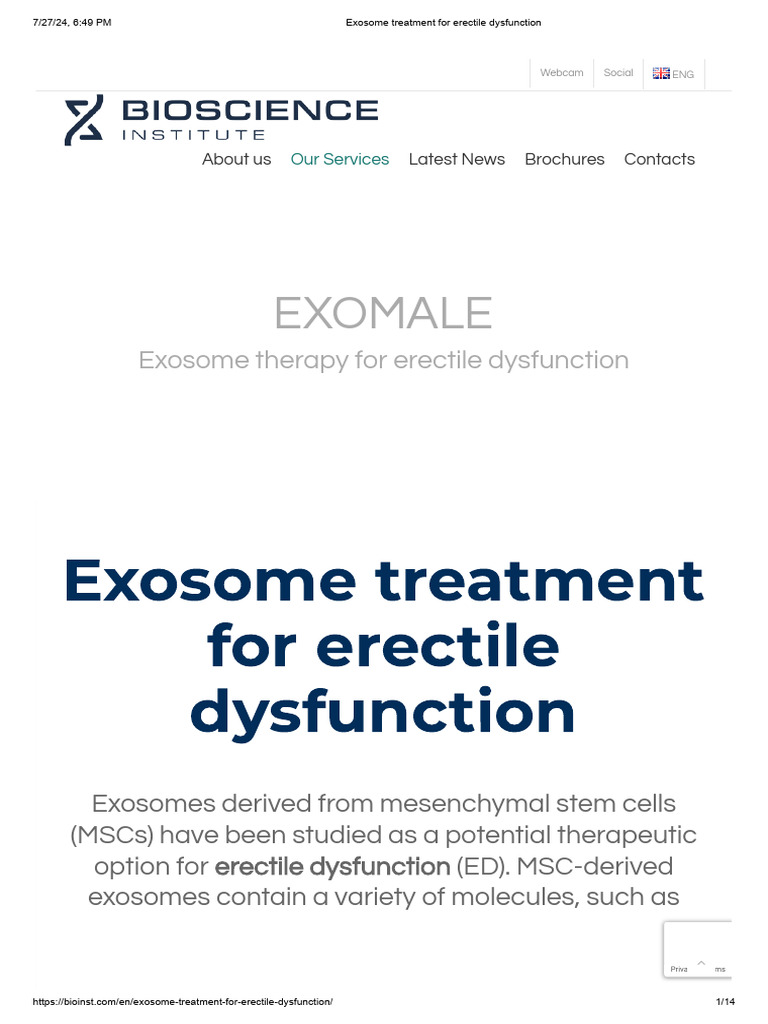 Exosome Treatment For Erectile Dysfunction | PDF