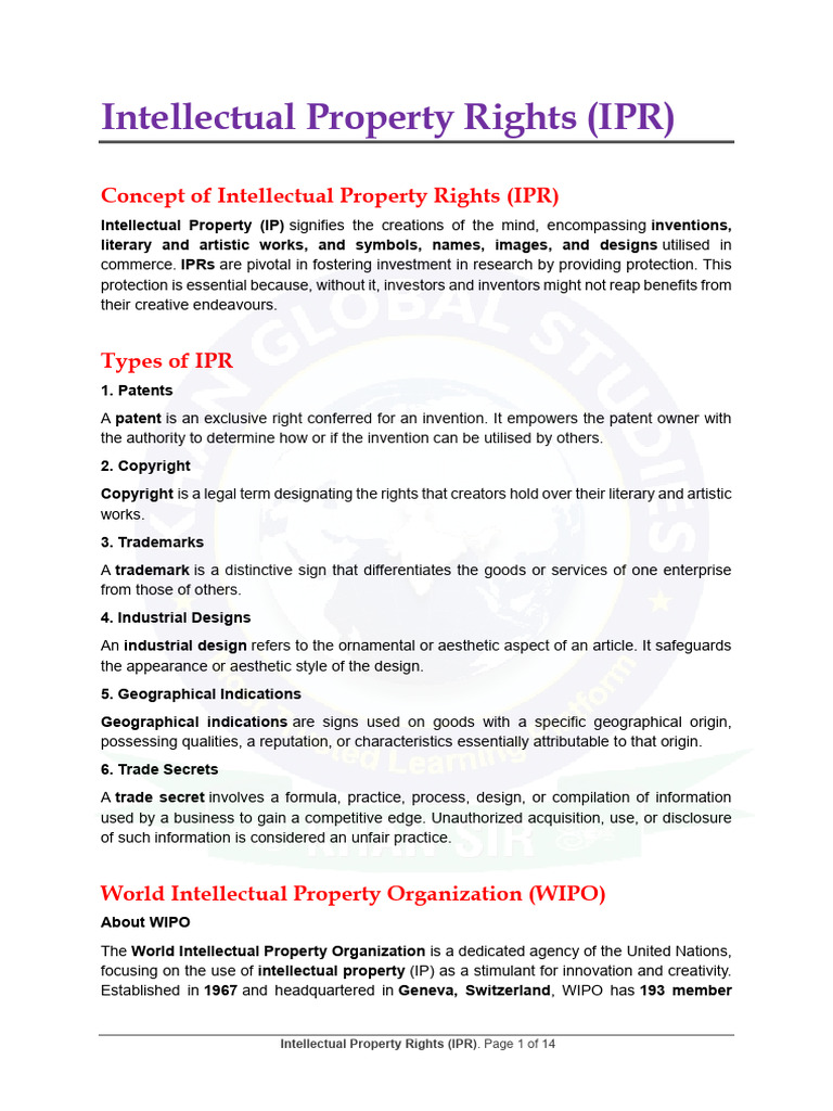 IPR Act - UPSC | PDF