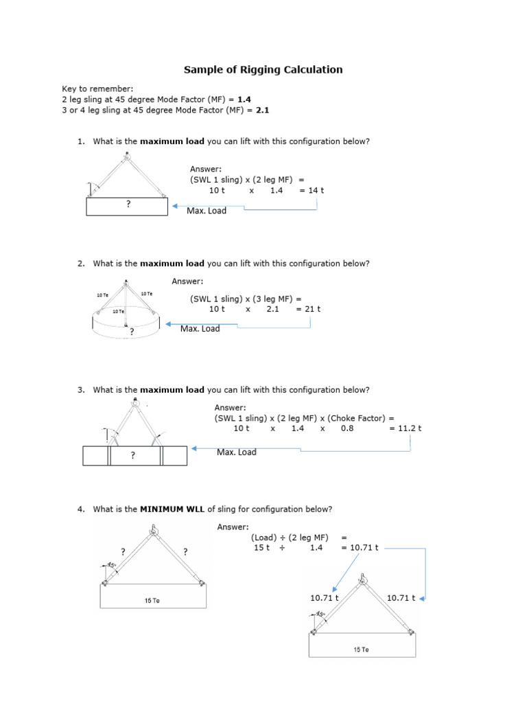 Sample of Rigging Calculation | PDF