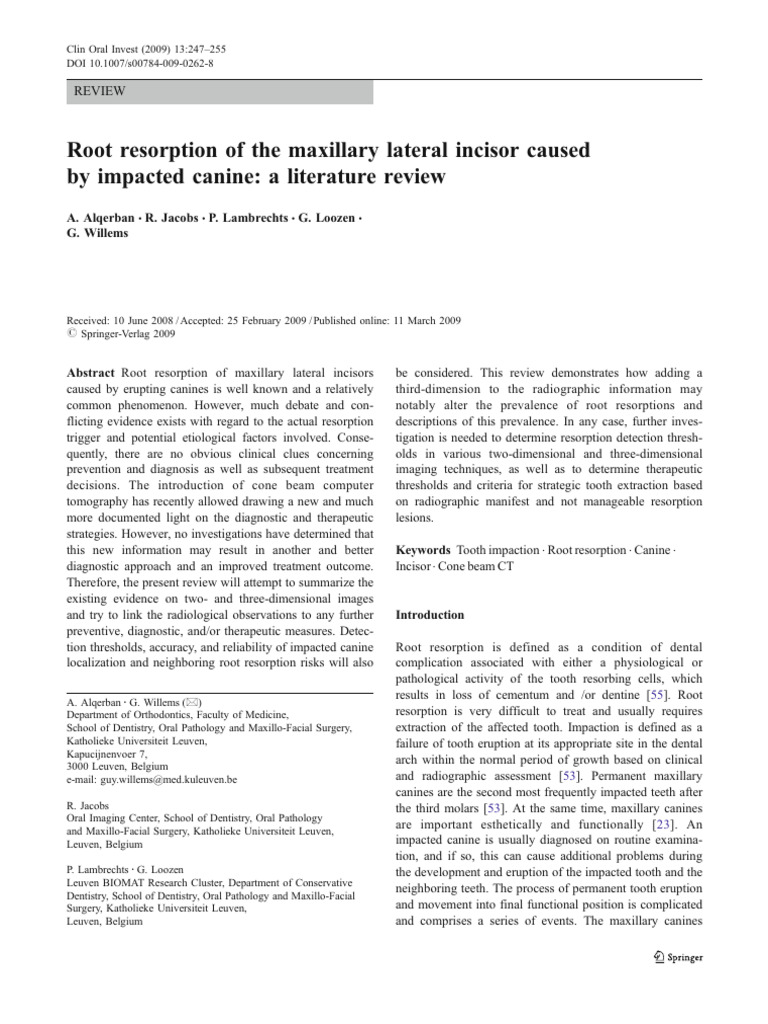 Alqerban2009 Root Resorption of The Maxillary Lateral Incisor Caused by Impacted Canine A ...