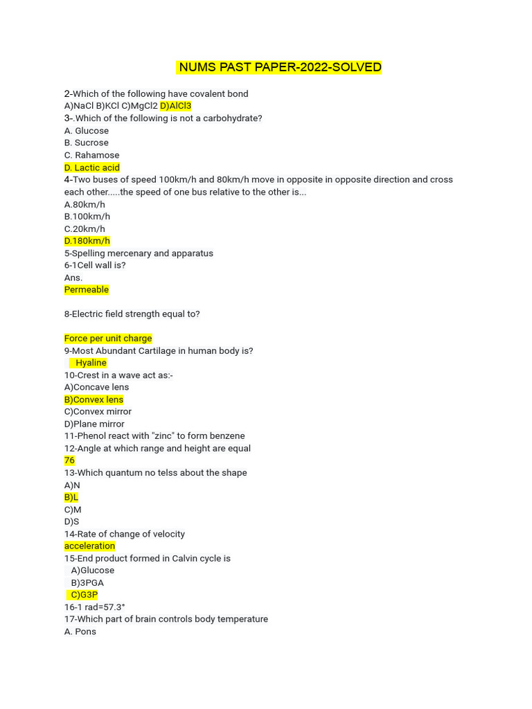 Nums Practice MCQS | PDF