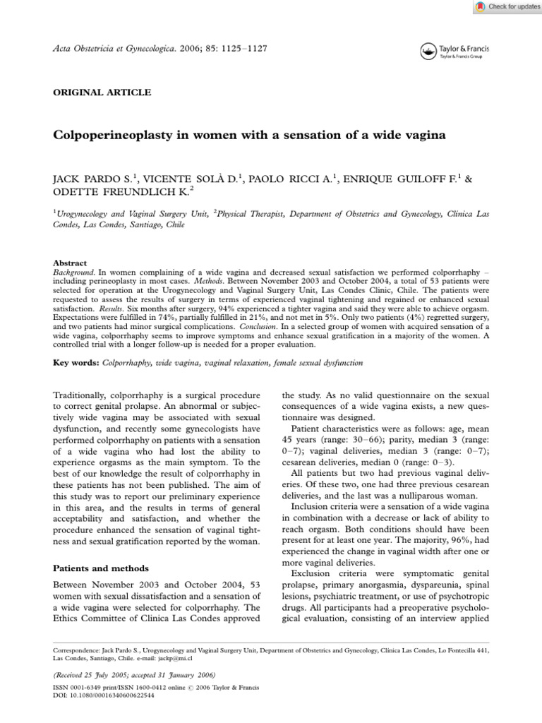 Acta Obstet Gynecol Scand - 2011 - Pardo - Colpoperineoplasty in Women With A Sensation of A ...
