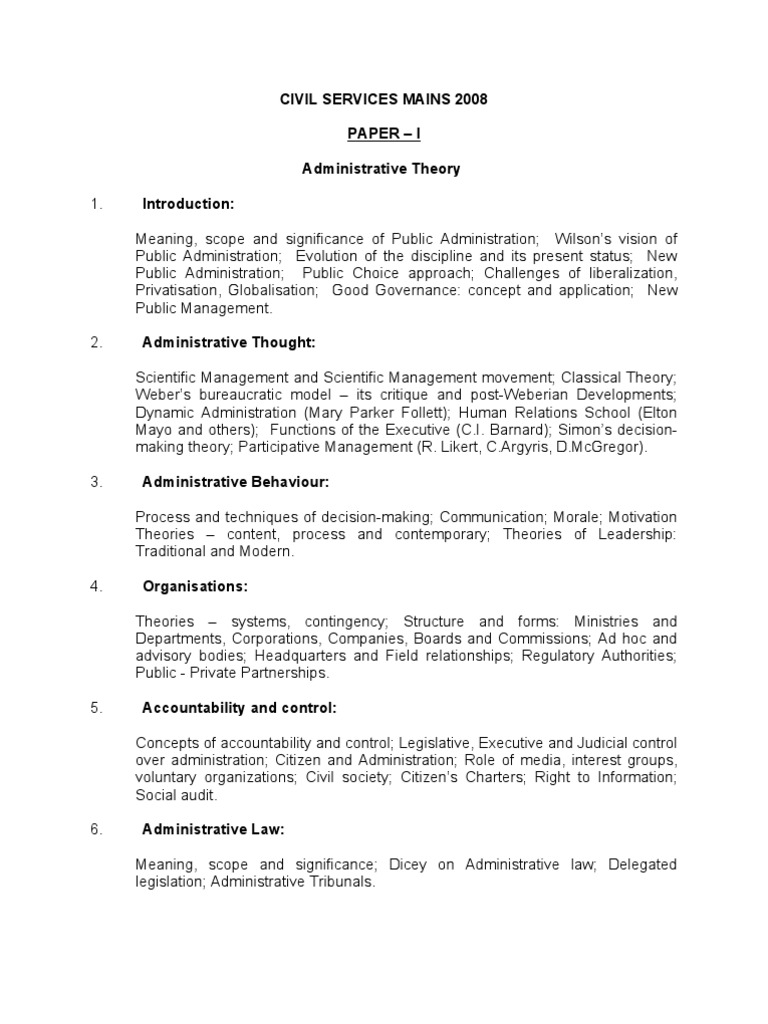 Comprehensive Overview of Key Concepts and Theories in Public Administration as Reflected in the ...