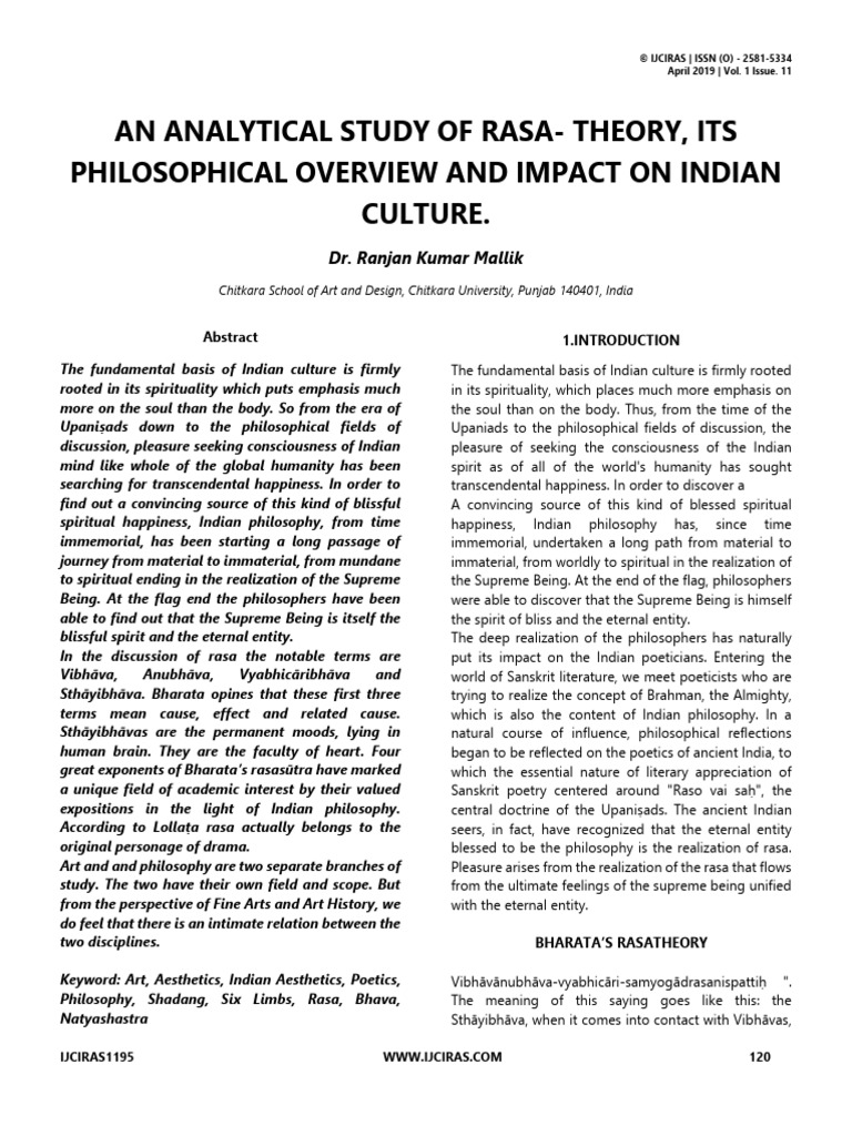 An Analytical Study of Rasa Theory Its P | PDF