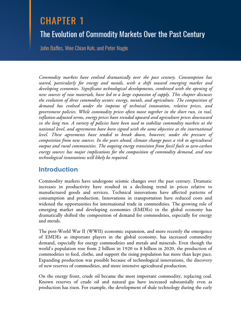 Commodity Markets Chapter 1 | PDF