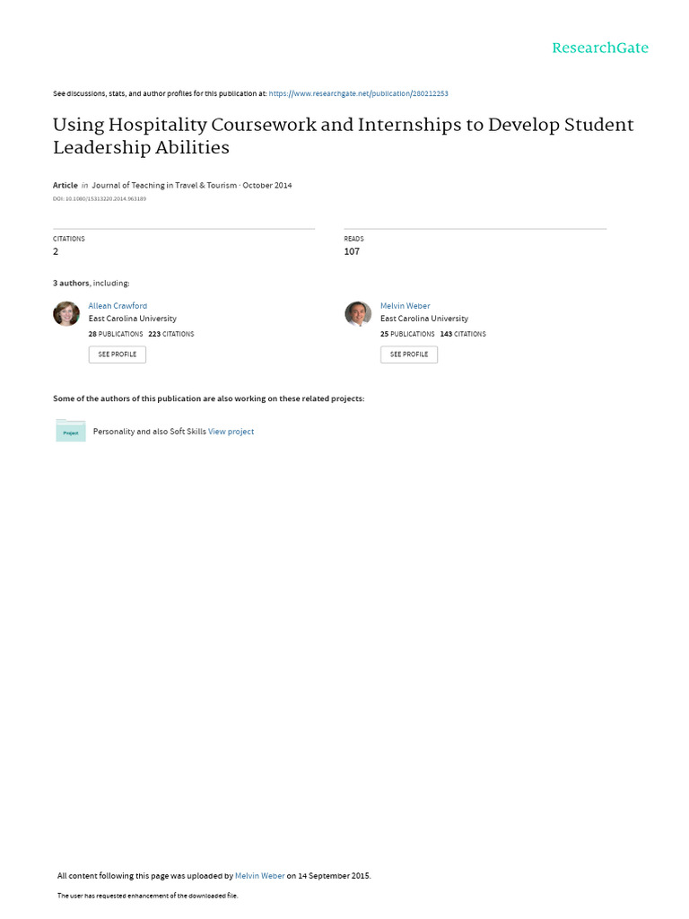 Using Hospitality Course Work and Internships To Develop Student ...