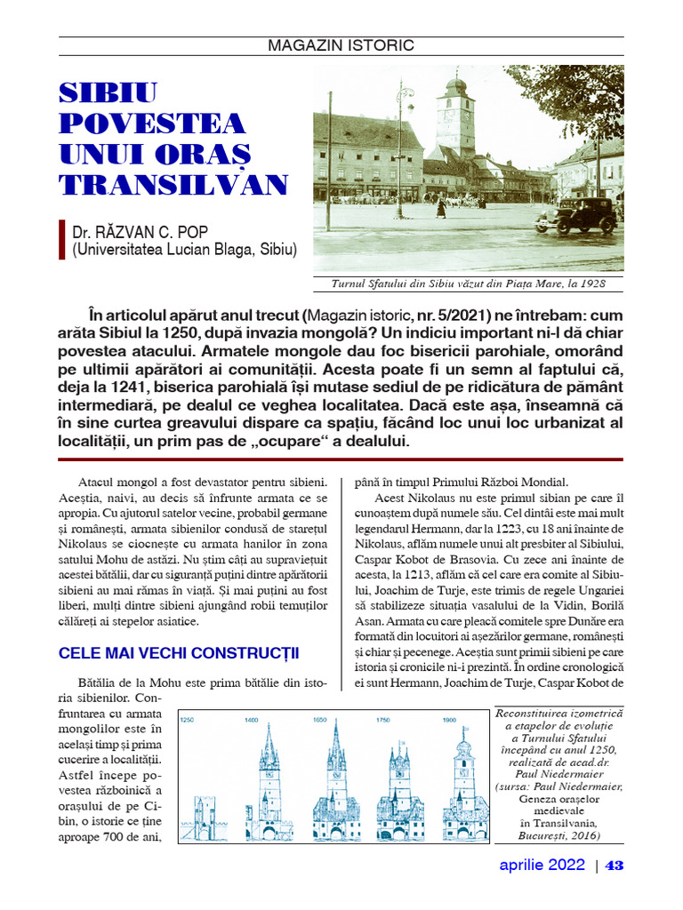 Sibiu Povestea Unui Ora Transilvan II | PDF