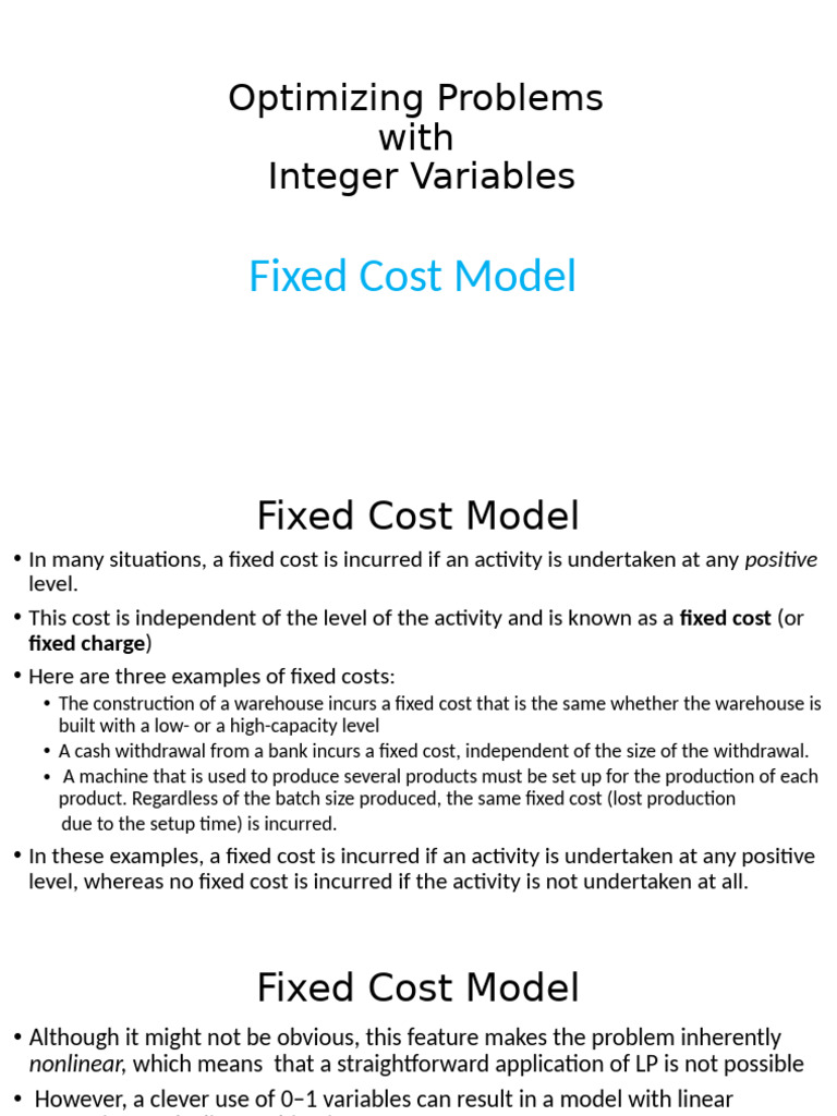 IP - Fixed Cost Optimization | PDF