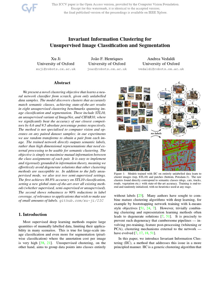 Ji Invariant Information Clustering For Unsupervised Image Classification and Segmentation ICCV ...