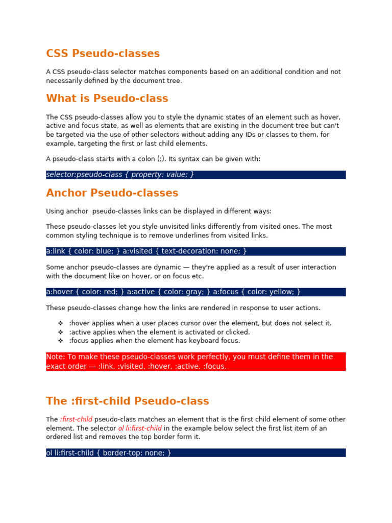 4 CSS Pseudo Class and Element | PDF