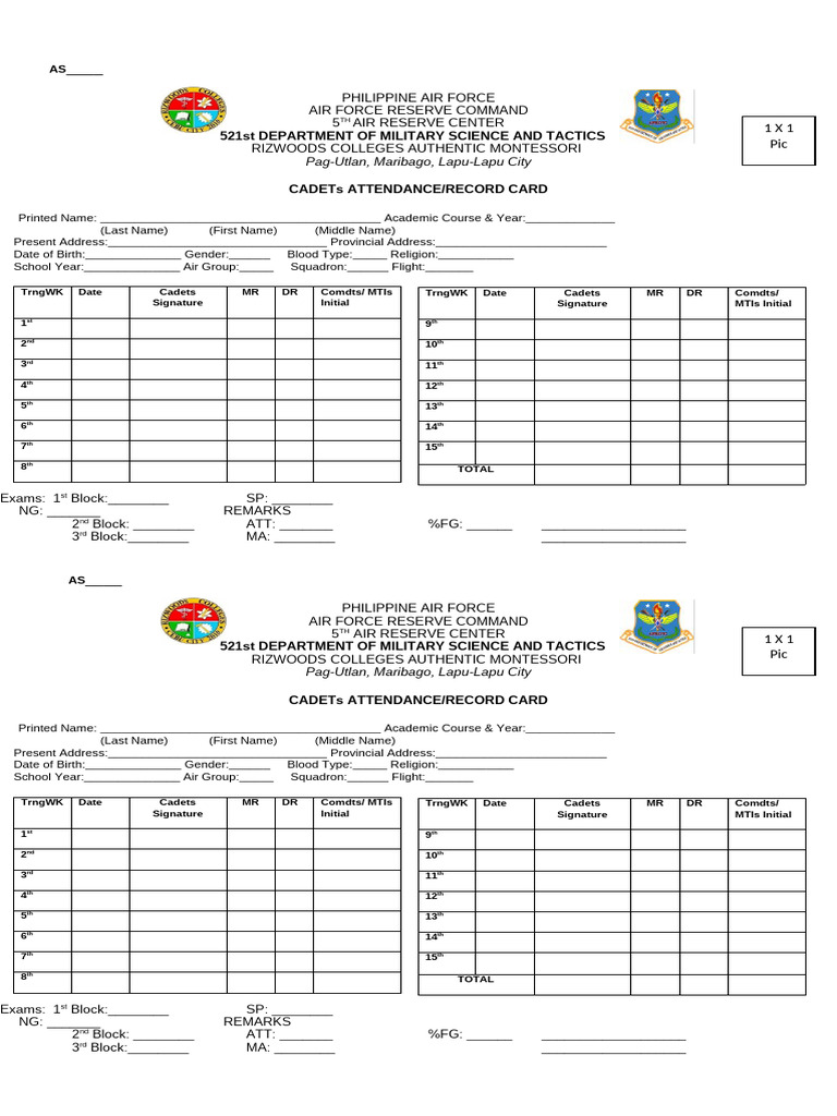 Attendance Card 1 | PDF