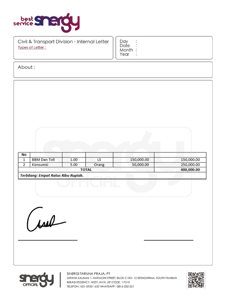 Surat Permohonan Anggaran Survei Shell Grand Wis Dan Cikarang (SELASA ...