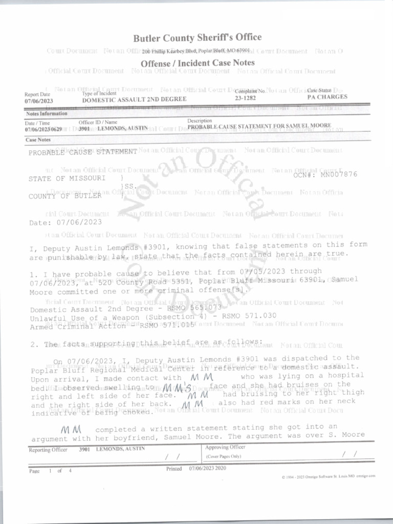 Probable-Cause-Redacted 240712 215510 | PDF | Assault | Probable Cause
