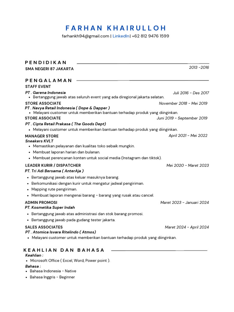 CV Farhan 2024-3-1 | PDF
