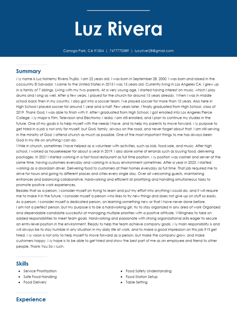 Luz Rivera Resume | PDF