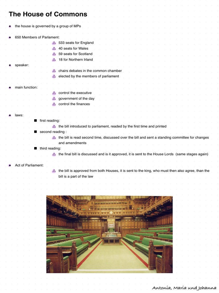Handout House of Commons | PDF