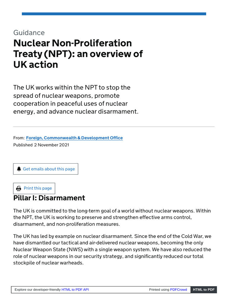 WWW Gov Uk Guidance Nuclear Non Proliferation Treaty NPT An | PDF