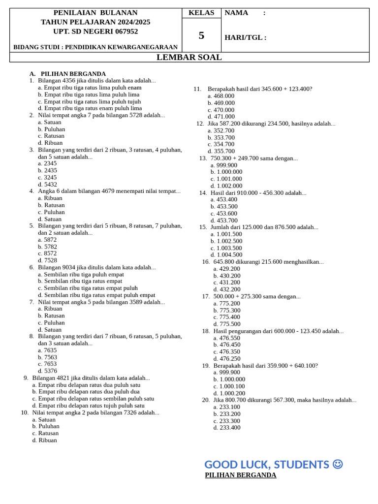 Formative SEM 1 24-25 | PDF