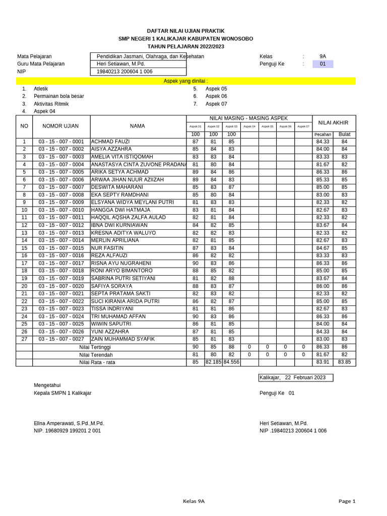UPRAK HERII PJOK 2023 Rev9b | PDF