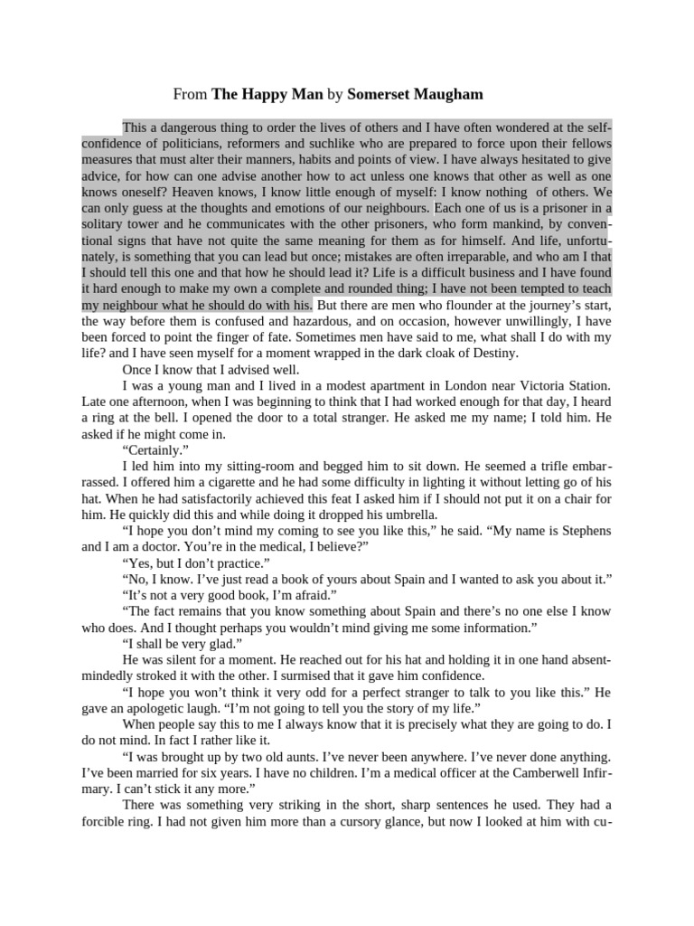 The Happy Man - Text | PDF