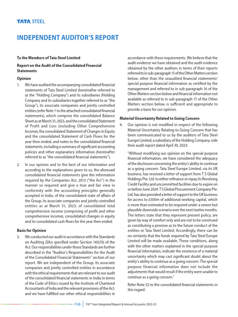 TataSteel IR23 - Consolidated Financials | PDF