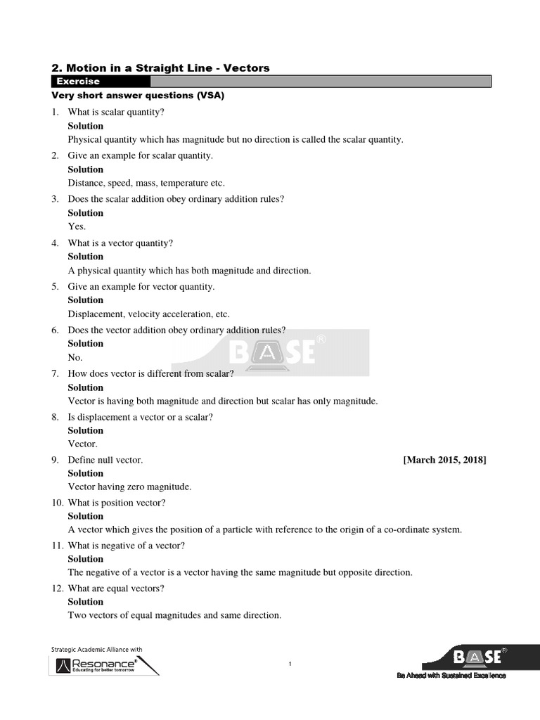 Motion in Straight Line Board | PDF