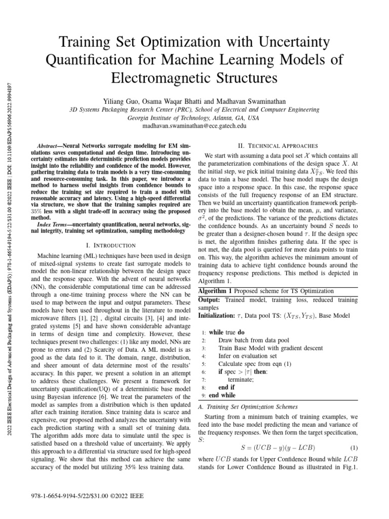 Training Set Optimization With Uncertainty Quantification For Machine ...