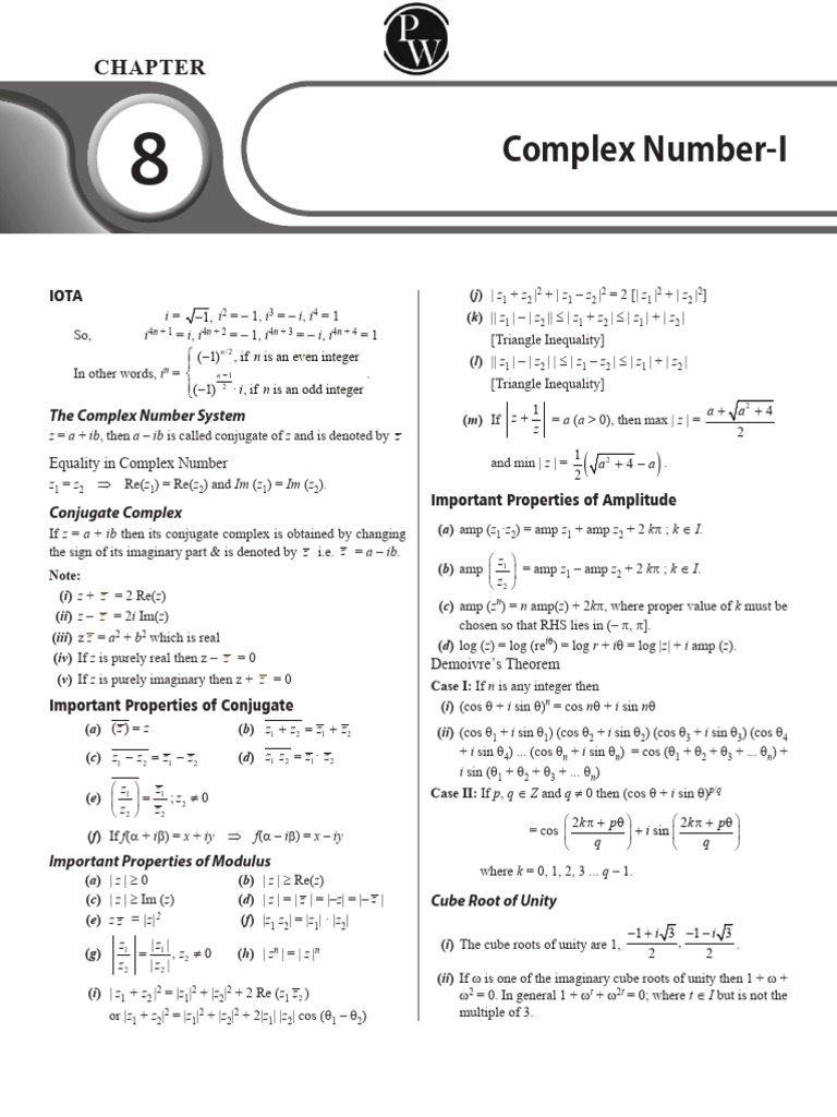 Complex Number-I - Short Notes | PDF