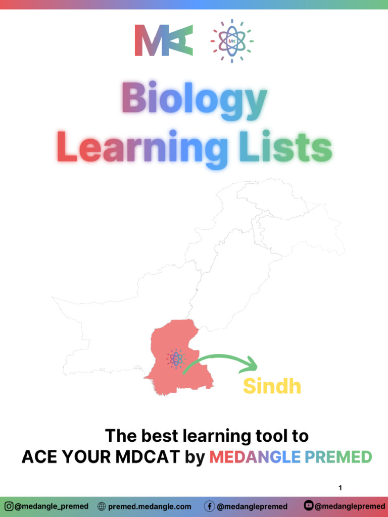 Learning List - Biology (Sindh) - MedAngle Premed | PDF