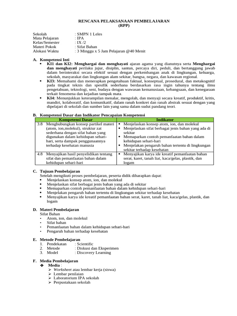 RPP 8 - Sifat Bahan | PDF