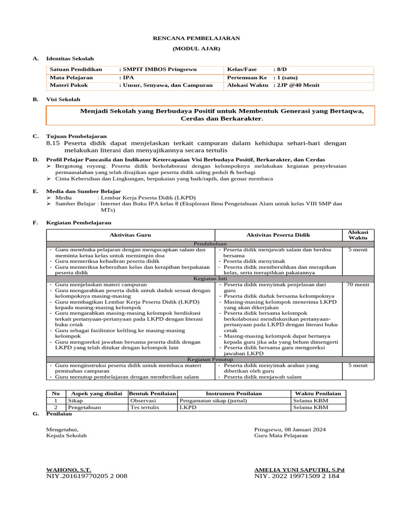 IPA-VIII - (8.15) Pertemuan 1 | PDF