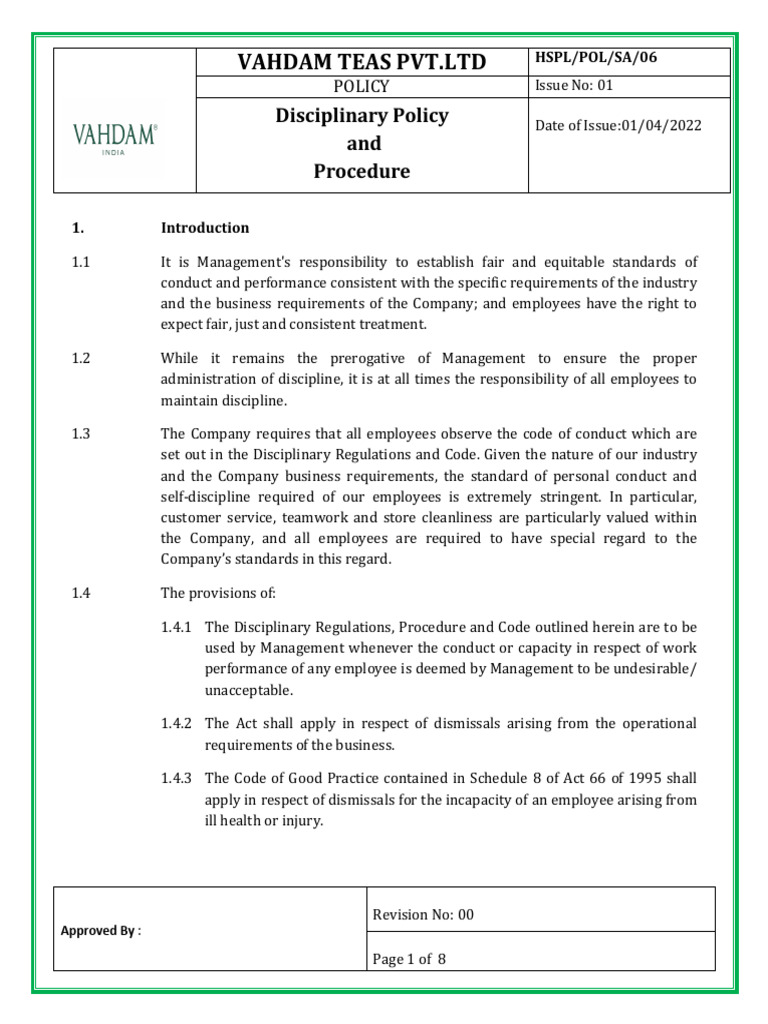 06 Dsciplinary Procedure | PDF