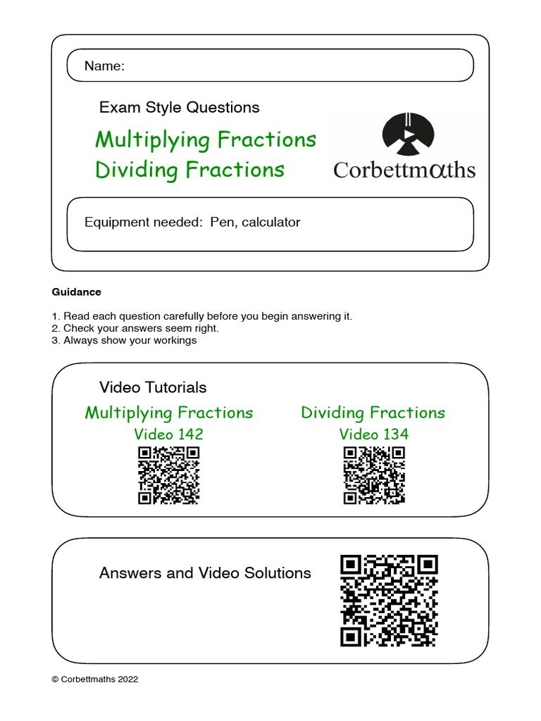 Multiplying and Dividing Fractions | PDF