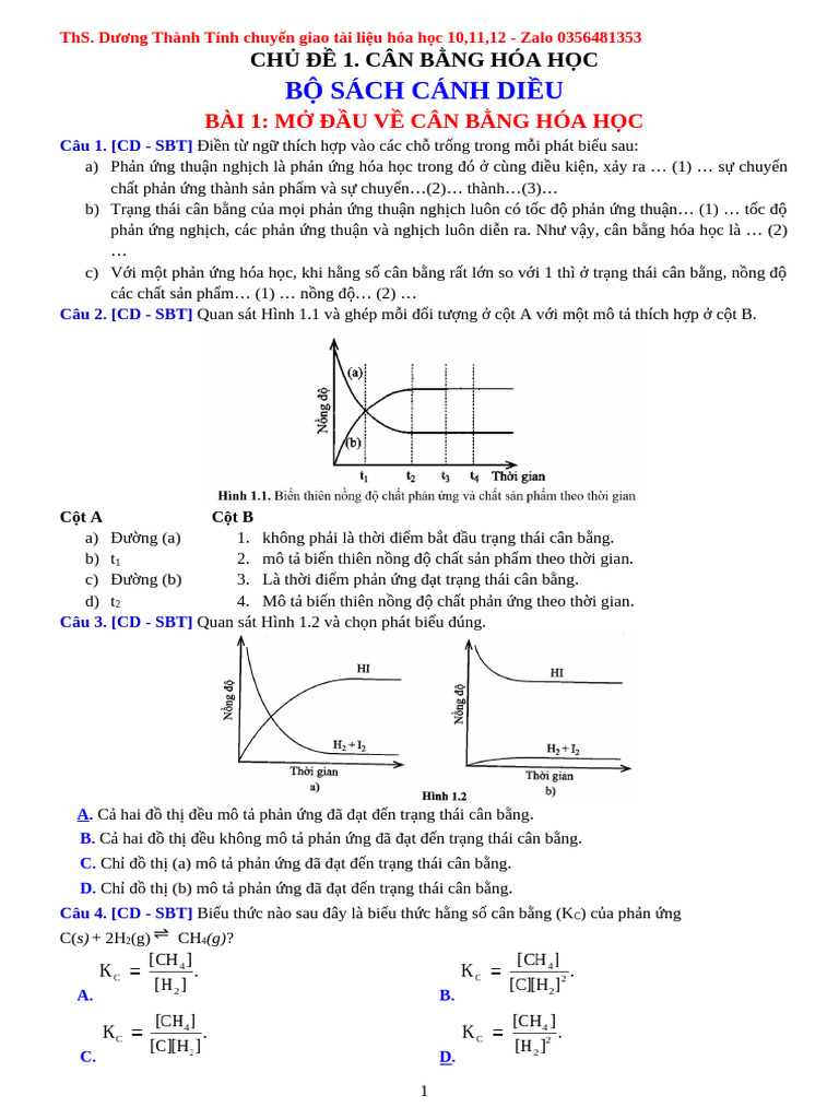 Bai Tap Chu de 1 CBHH - 3bo Sach - DTT | PDF