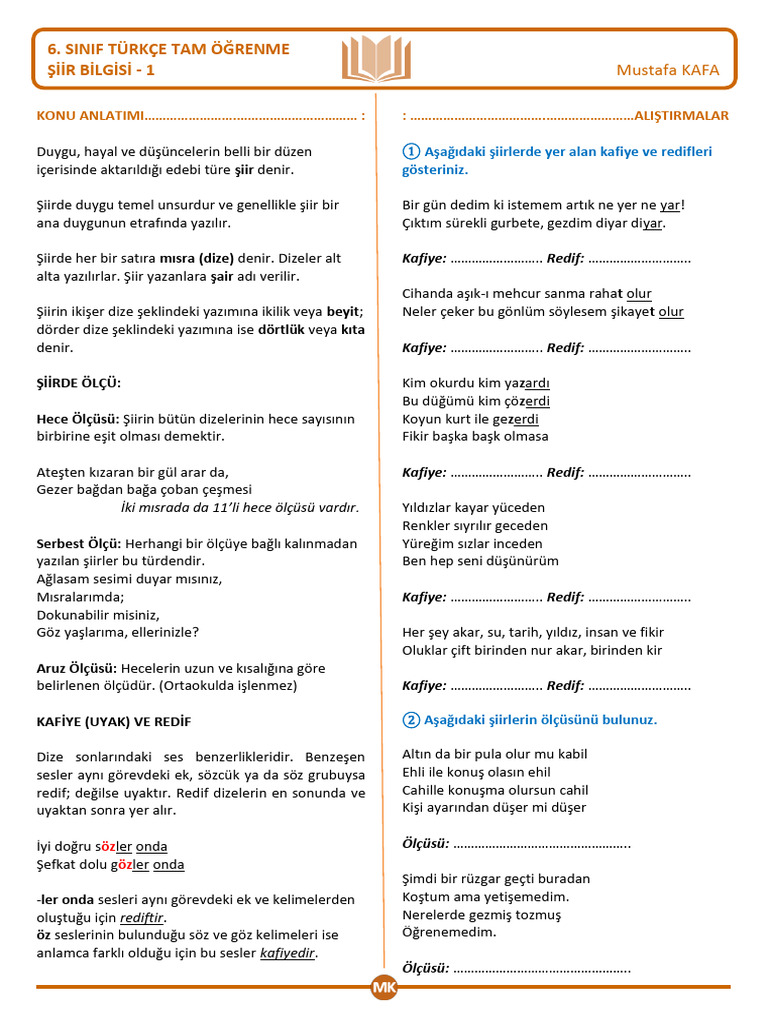 Redif Kafiye 6. Sınıf | PDF