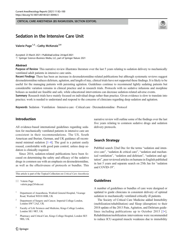 Sedation in ICU | PDF