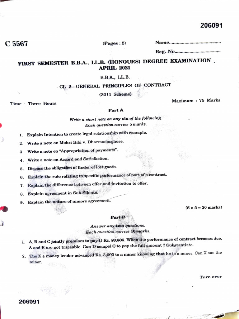 Contract 2021 BBA LLB | PDF