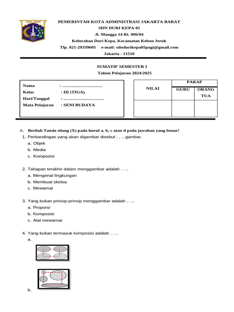 Sumatif 1 Senbud Kelas 3 Semester 1 | PDF
