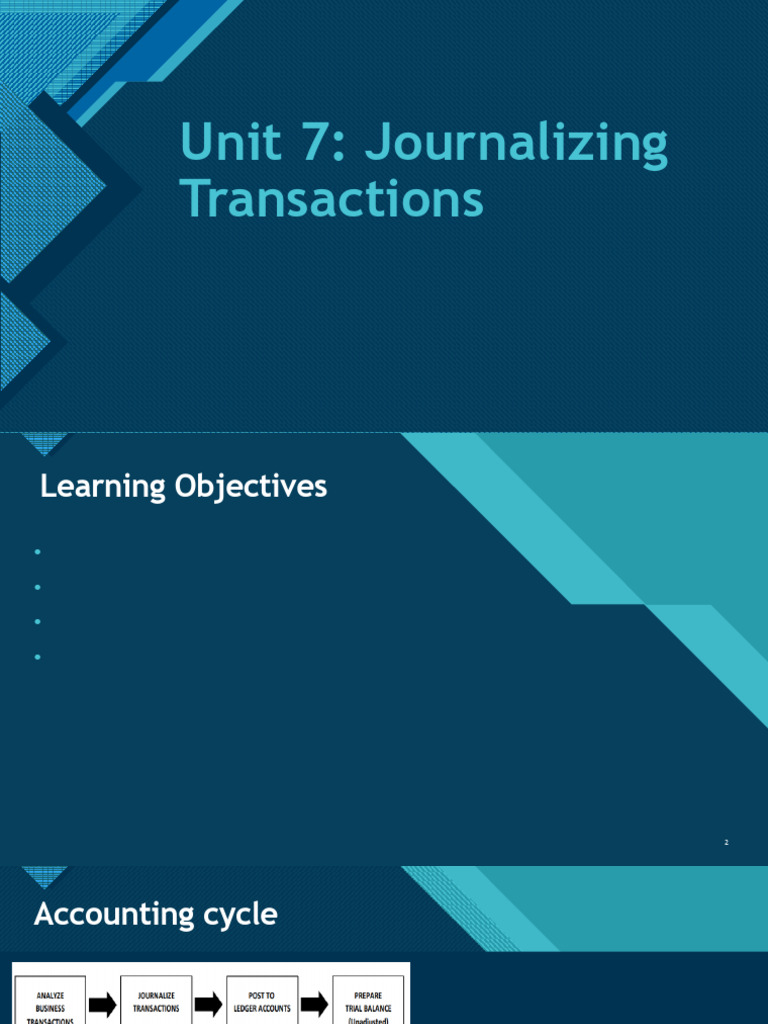 Unit 7 - Journalizing Transactions | PDF | Debits And Credits | Business