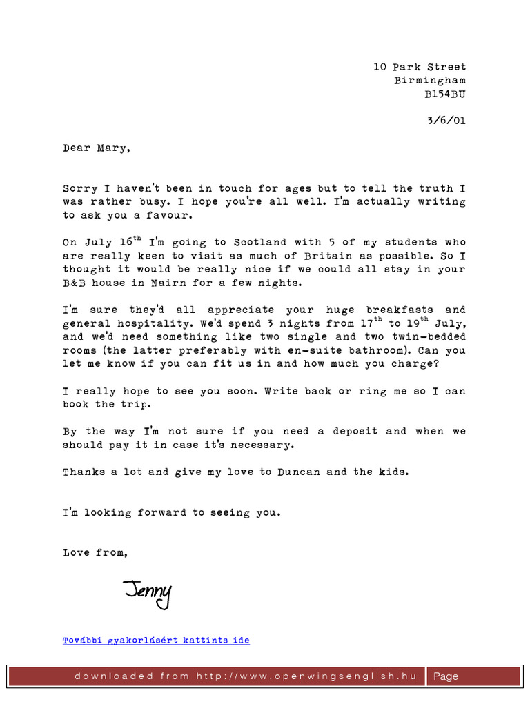 Informal Letter Sample | PDF