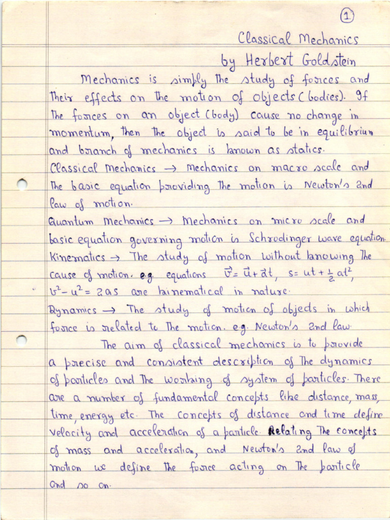 Classical Mechanics Notes | PDF Classical Mechanics Notes | PDF