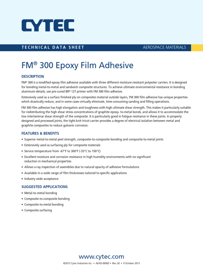 123148cytec FM 300 Tds | PDF | Strength Of Materials | Technology ...