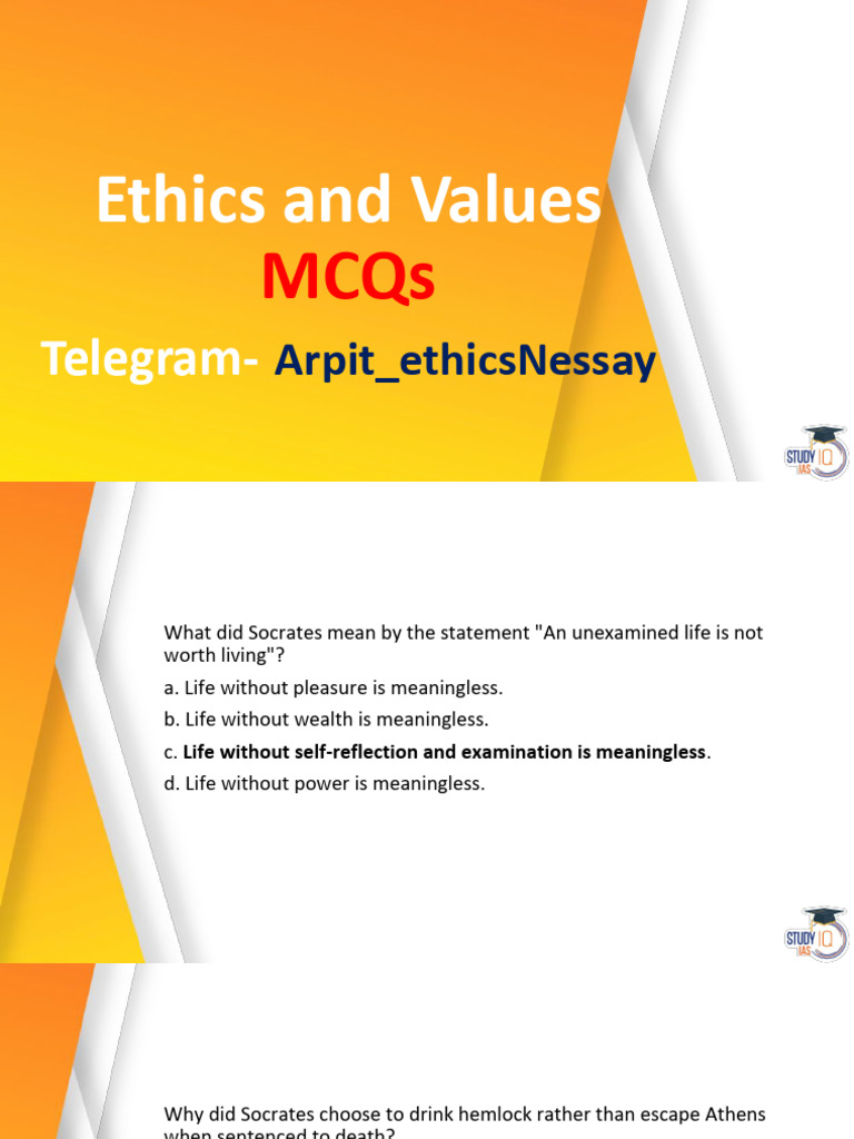 Ethics and Values MCQs Updated | PDF