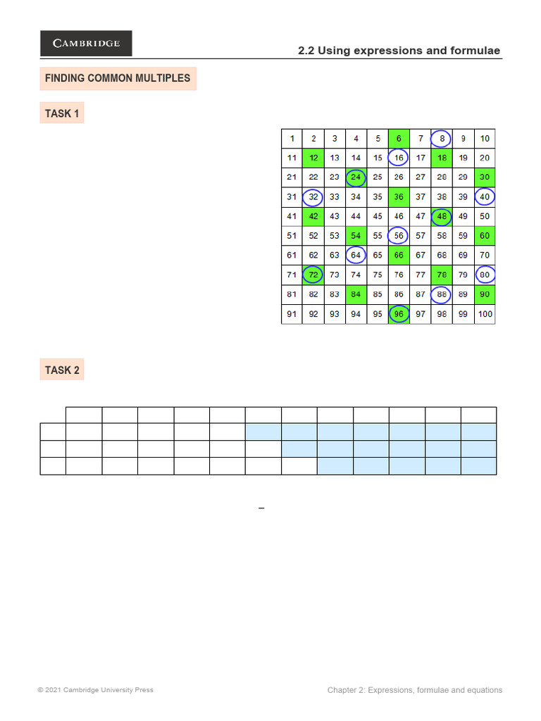 Finding Common Multiples SOLUTIONS | PDF